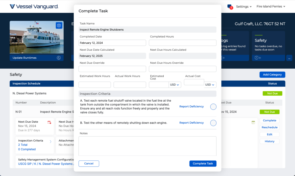 Marine Maintenance Tracking Software | Vessel Vanguard