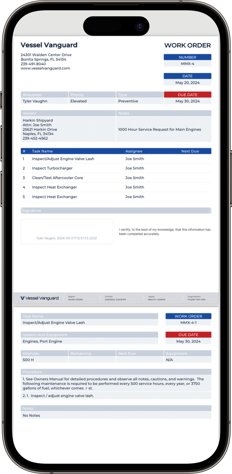 Vessel Vanguard | Marine Maintenance and Safety Management